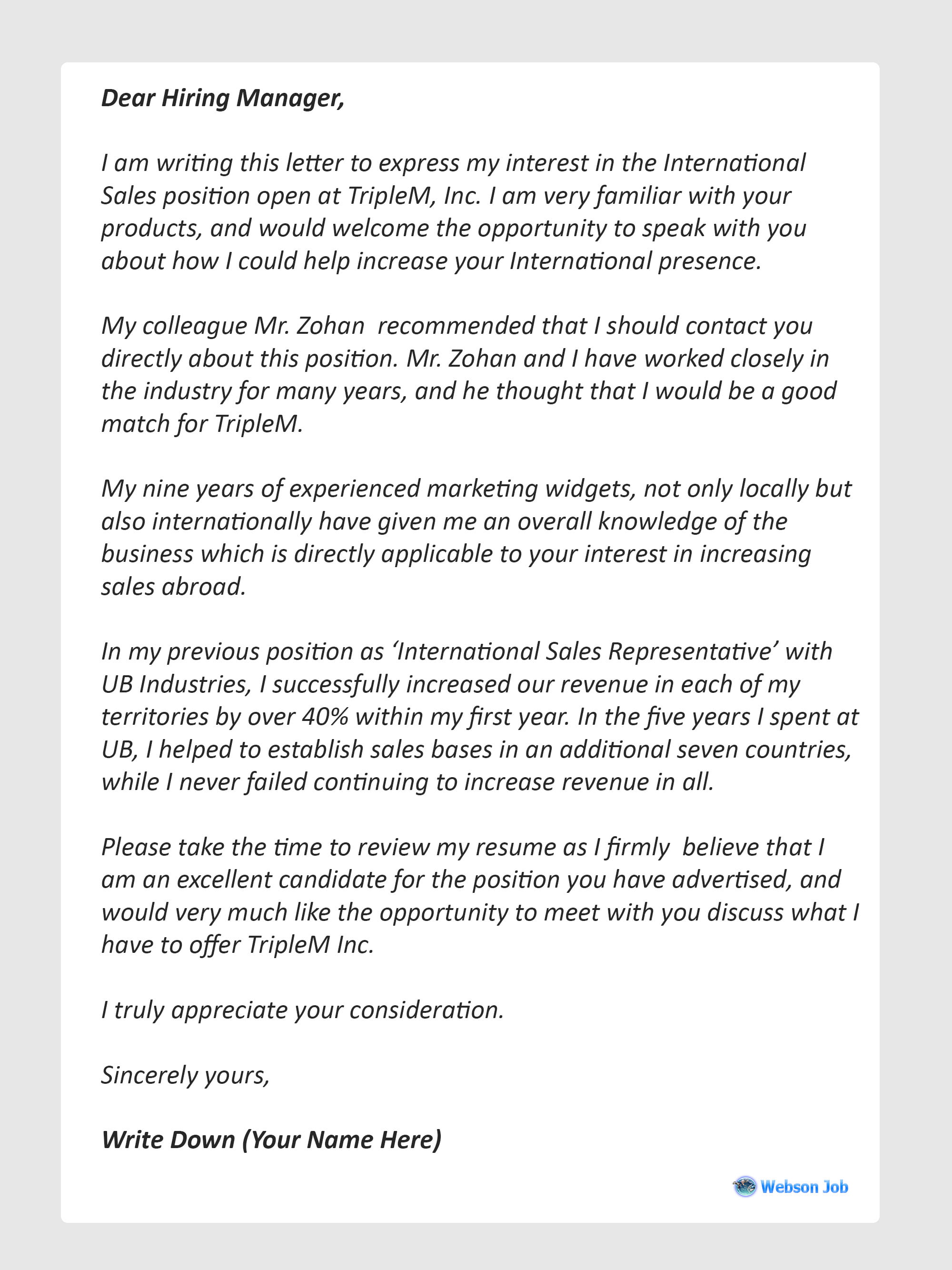 How To Write A Cover Letter With Professional Samples Webson Job